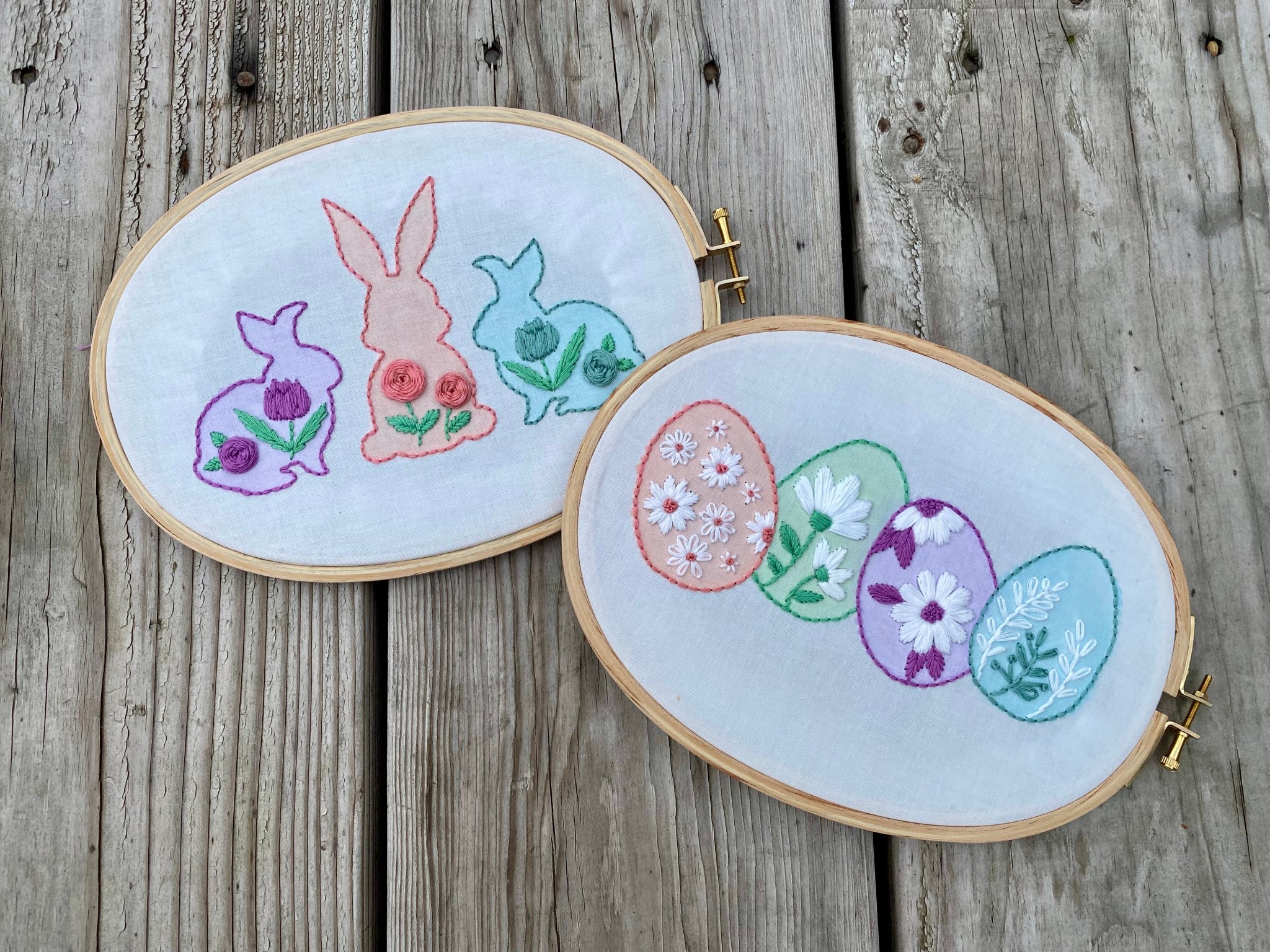 Easter Egg and Easter Bunny Embroidery Patterns with Watercolors ...